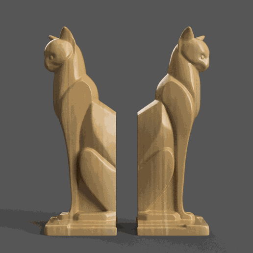🐱 Elegant Cat Bookends 3D Model – STL File for Decoration・ STL File for ...