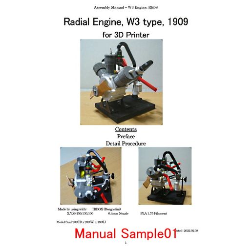 🚁 Radial Engine, W3 type, 1909・ STL File for 3D printing・Cults