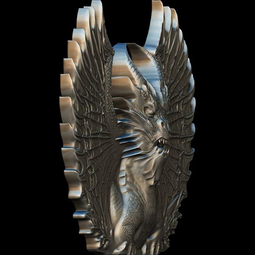 STL file Dragon Head Relief No11 3D print model 🐉 (OBJ)・3D printer ...