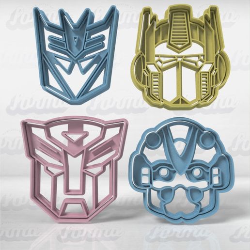 🤖 Transformers Set x 4u - Cookie Cutter・ STL File for 3D printing・Cults
