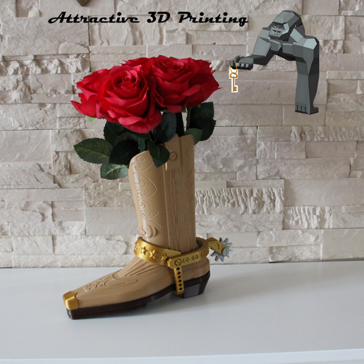 🤠 COWBOY & WESTERN BOOT & Flower Pot + Pencil Pot・ STL File for 3D ...
