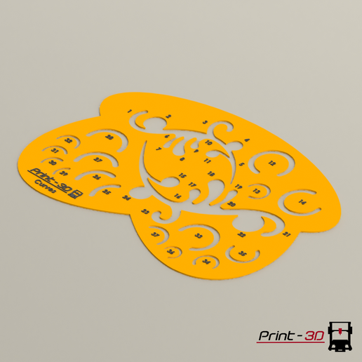 🎨 Multiple Curves - Drawing Stencil/Template・ STL File for 3D printing ...