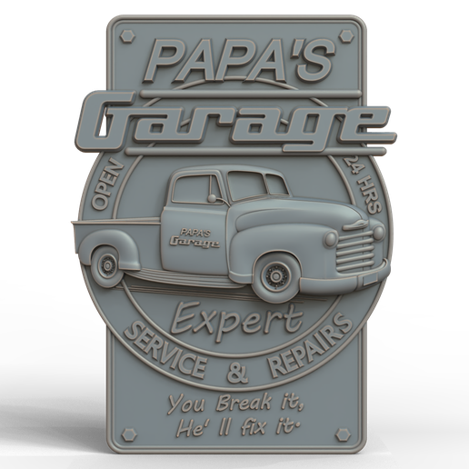 📁 3D Model STL File for CNC Router Laser & 3D Printer 2297. PAPA'S GARAGE・文件用于 3D 三维打印以及数控加工 ...