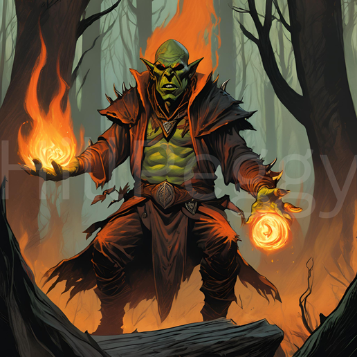 STL file Fire Calling Orc Sorcerer 🔥 ・3D printing model to download・Cults