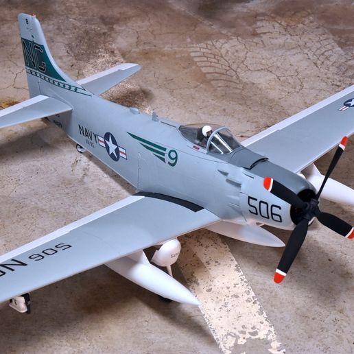 🛩️ Douglas A-1H Skyraider, 1100mm Scale RC Model Test Files・Free 3D ...