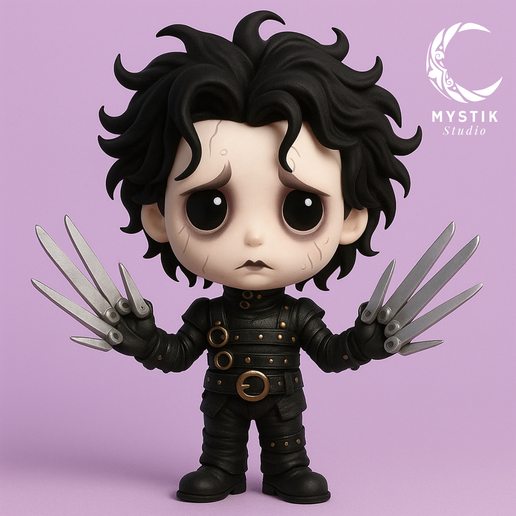 👾 Edward Scissorhands Chibi Cartoon 3D – Collectible STL Figure・ STL ...