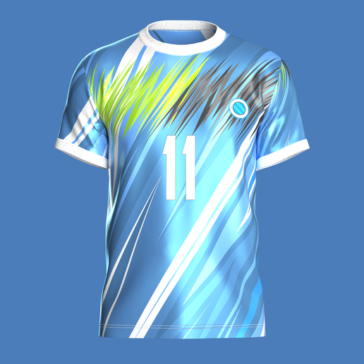 ⚽ Soccer Football Blue and White Jersey Player-11 | Marvelous / Clo3d ...