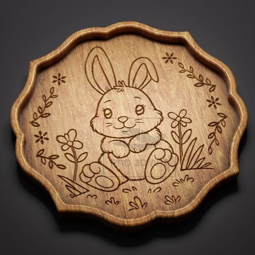 3D file Easter Bunny Tray - CNC Files for Wood (svg, dxf, eps, ai, pdf ...