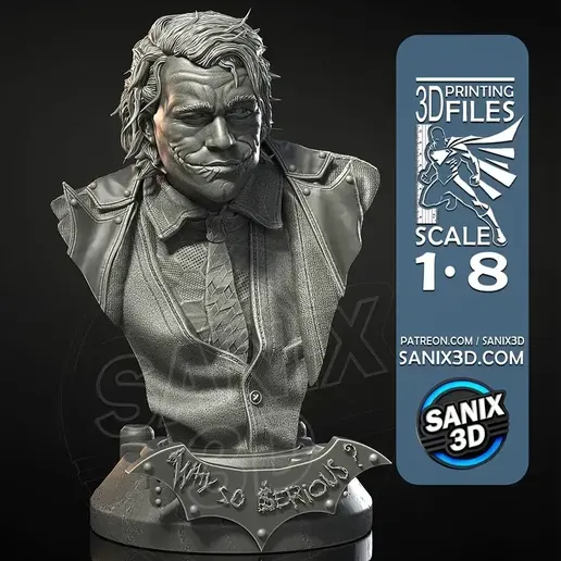 📒 Heath Ledger ( JOKER ) Bust - STL Files・ 3D File for 3D printing・Cults