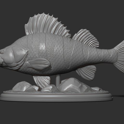 🐠 Perch fish on the base・ STL File for 3D printing and CNC machining ...