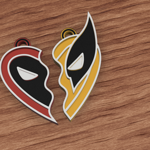 🔑 Dige, Key Ring, Deadpool Wolverine・Free 3MF File for 3D printing・Cults