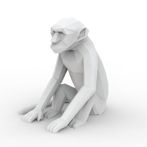 🐒 Low Poly Monkey 3D Printable 3D print model・ STL File for 3D printing ...