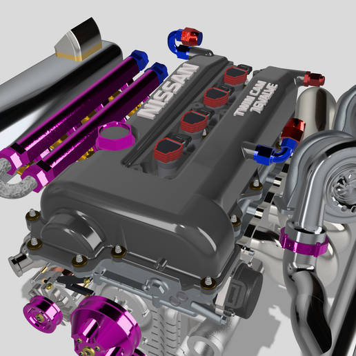 💶 SR20 Engine x4 combos ITB Turbo Twin Turbo・ STL File for 3D printing ...