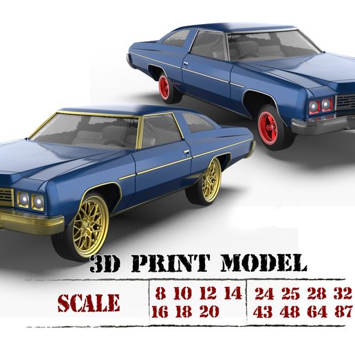 🚗 Chevy Impala 2door Donk and Lowride 3Dprint Model with Custom Wheels ...