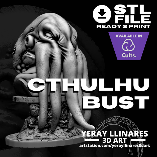 arquivo STL Cthulhu Bust 👤 ・design para impressão 3D para download・Cults