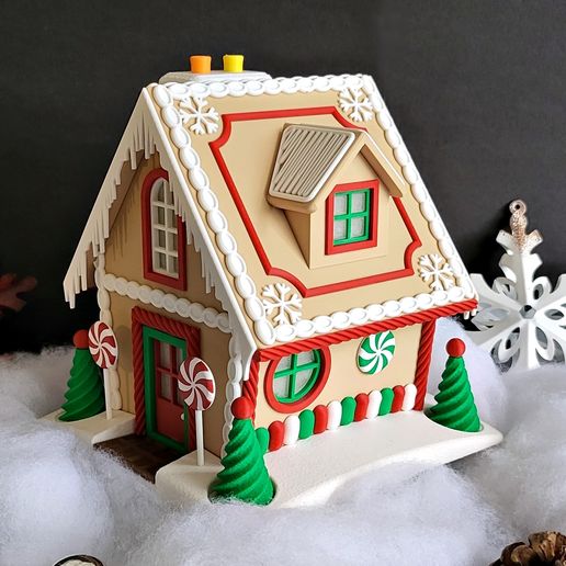 🎄 CHRISTMAS GINGERBREAD HOUSE - NO SUPPORTS!・ 3D File for 3D printing・Cults