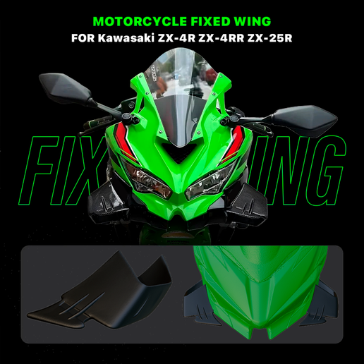 🥷 Kawasaki Ninja 400 Winglet / Fixed Wing / Spoiler for motorcycle ZX4R ...