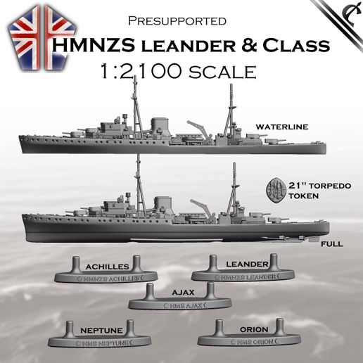 ♟ HMNZS Leander & Leander Class - Royal Navy - Presupported・ 3D File ...