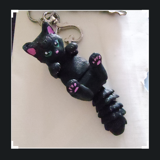 3D printer Kitty Keychain - Flexi Articulated Animal (print in place, no supports) • made with ...