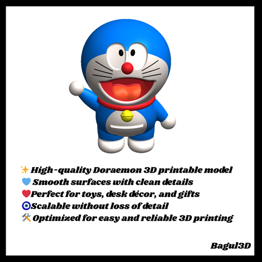 🆓 Doraemon Cartoon Character・ STL File for 3D printing・Cults