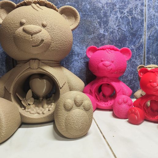 3D printable Valentine´s Teddy Bear Ornament printed in place without ...