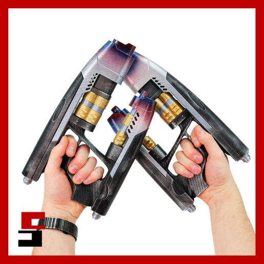 ⭐ Star Lord Blaster Quad Blasters Marvel Gun Weapon・ STL File for 3D ...