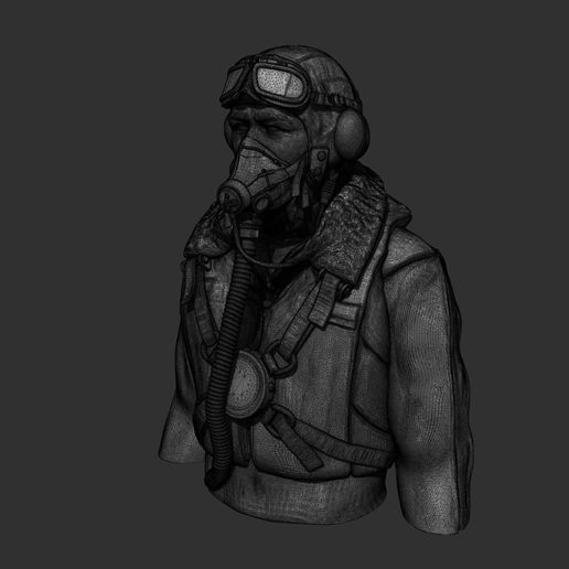 🧑‍ ️ Pilot RAF WW2 Bust・ STL File for 3D printing・Cults