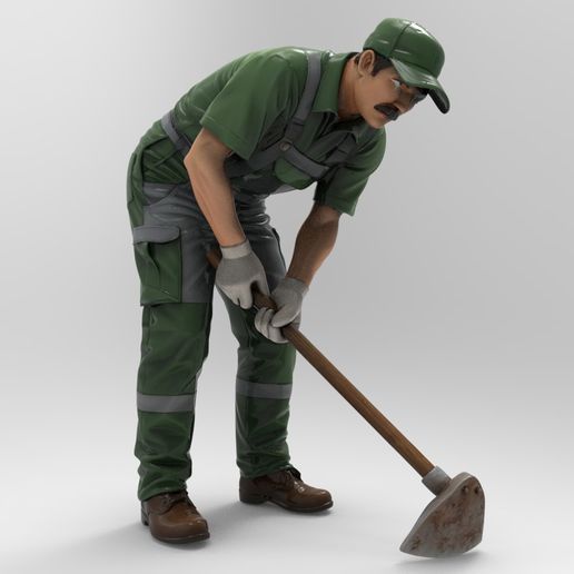 👨 Gardener Working with Hoe Figure - Man Gardening in Yard or Garden ...