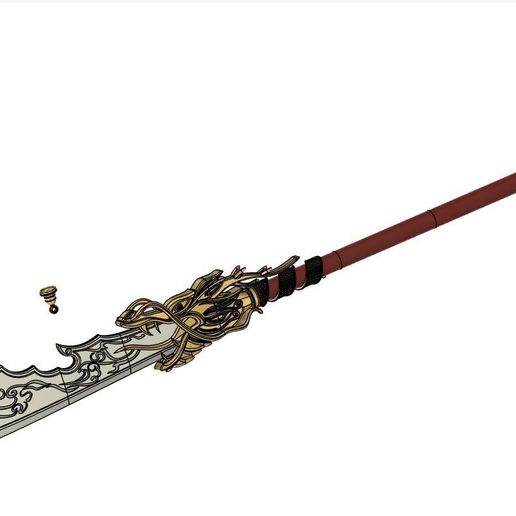 🐉 Azure Crescent Dragon Glaive・ 3D File for 3D printing・Cults