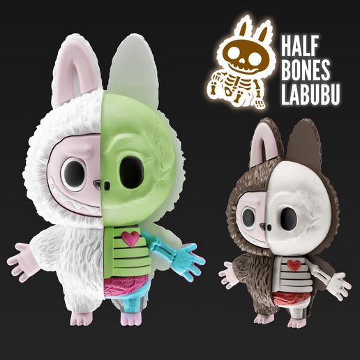 💀 LABUBU HALF BONES DOLL- ANATOMY - SKELETON - SKULL - XRAY・ 3D File ...