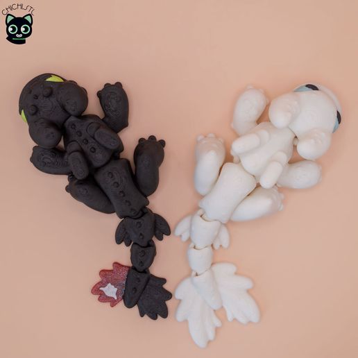 👌 Toothless and Light Fury FLEXI・Free STL File for 3D printing・Cults