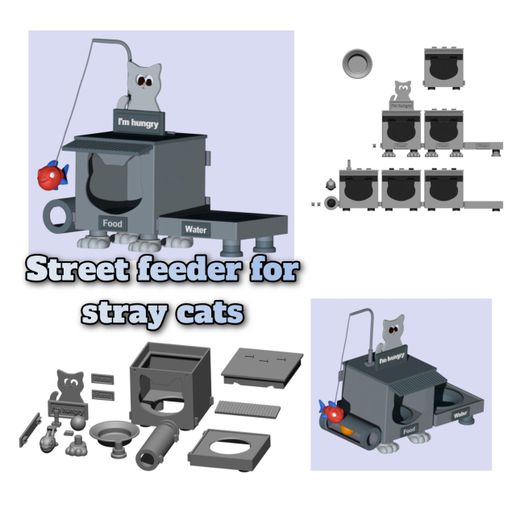 💾 Save the cats! Street feeder for stray cats・Free STL File for 3D ...