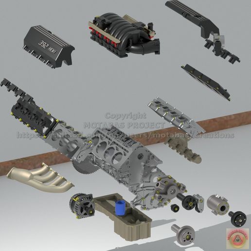 🌆 DODGE HEMI 392 - ENGINE・ STL File for ・Cults