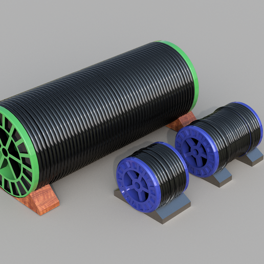 OBJ file 1/87 - HO Scale - Cable Drums Set V2 Cargo Train 🔌 ・3D printer ...