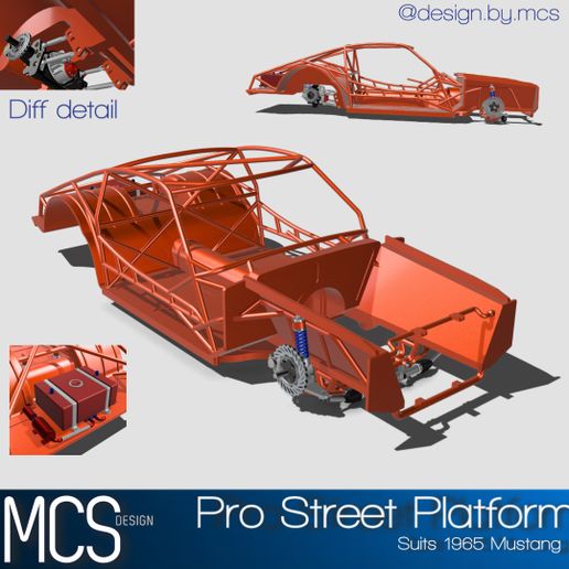 🐎 Pro Street Chassis Platform for 65 Mustang・ STL File for 3D printing ...