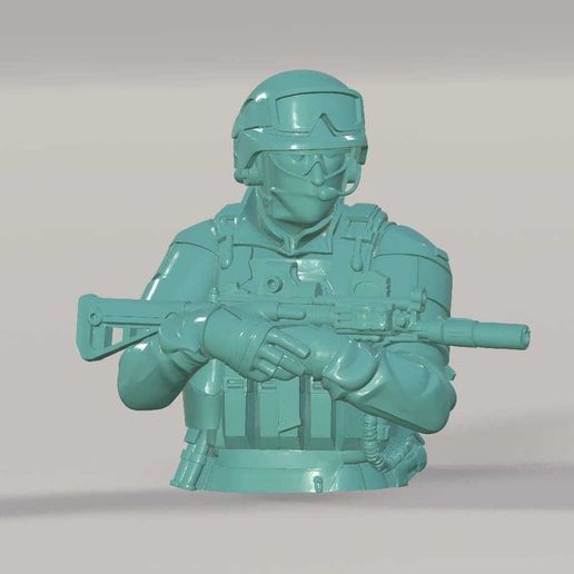 🫡 Highly Detailed Soldier Bust 3D STL - Military Figure for Display ...