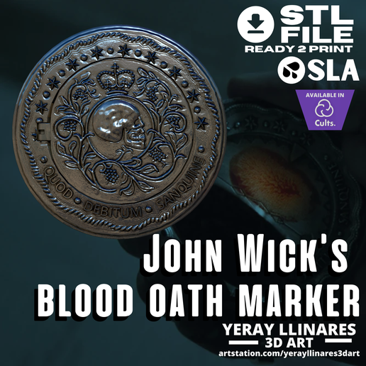 🩸 John Wick's blood oath marker・ STL File for ・Cults
