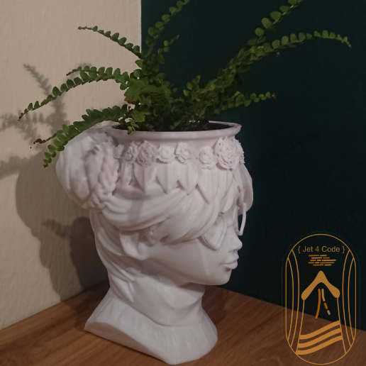 👧 Rose-Crowned Girl Planter pots・ STL File for 3D printing・Cults