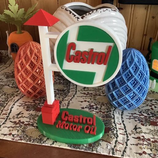 🛢️ Castrol Motor Oil sign logo・Archivo STL Gratis para Impresión 3D・Cults