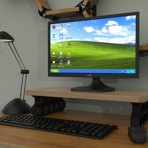 🏢 HEXAGONAL MONITOR STAND・ STL File for 3D printing・Cults