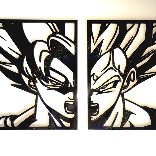 STL file 2D frame wall decor Goku Vegeta 🖼️ ・3D printer design to ...