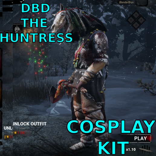 😵 Cosplay Dead By daylight DBD The Huntress Curious Kill Cosmético ...
