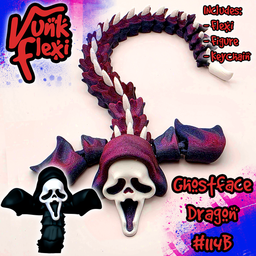 🐉 Scream Ghostface Dragon MultiColor Flexi Print-In-Place + figure ...