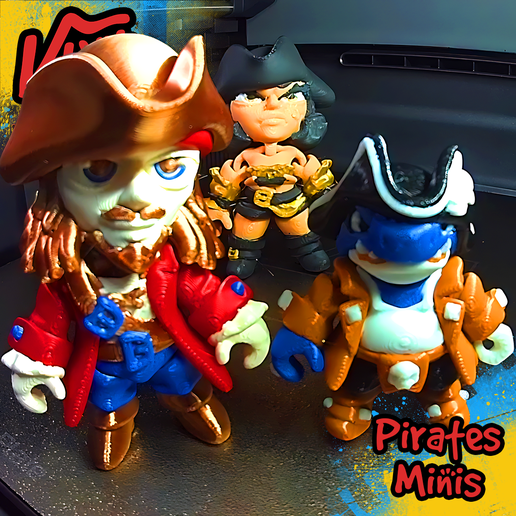 🏴‍☠️ Pirates Mini Pack MultiColor Flexis・ 3MF File for 3D printing・Cults
