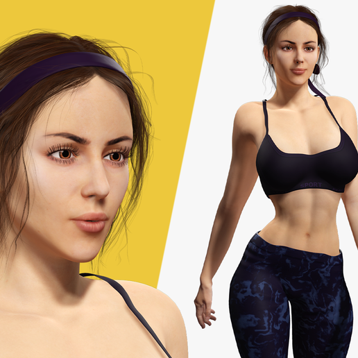 3D file Realistic Female Athlete in Sportswear Blender Ready Low-poly 3D model ♀️ ・3D print ...