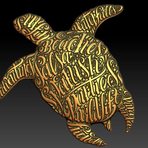 🐢 Turtle pendant CNC Relief Model・ STL File for 3D printing・Cults
