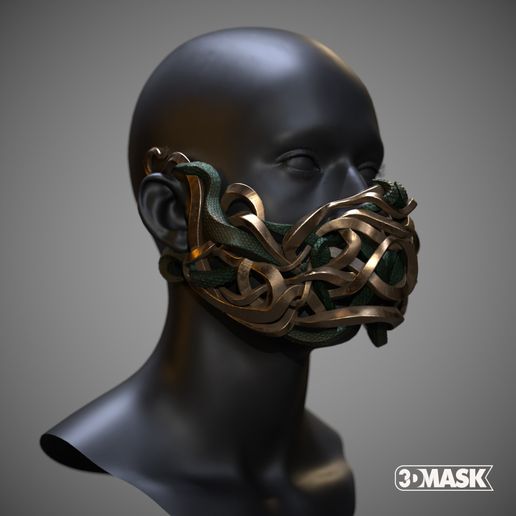 🐍 3D MASK 005 Fantasy snake cover mask・ STL File for 3D printing・Cults