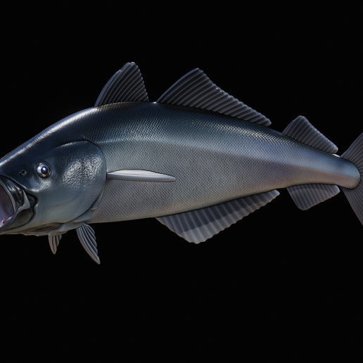 👄 COALFISH / POLLACHIUS VIRENS open mouth in motion fish model for 3D ...