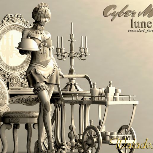 🎨 Cyber Maid 3 lunch time・ 3D File for 3D printing・Cults