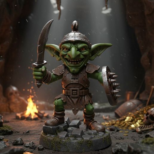 👺 Goblin Warrior 3D Model Solid STL File Fantasy Miniature Statue Ready ...